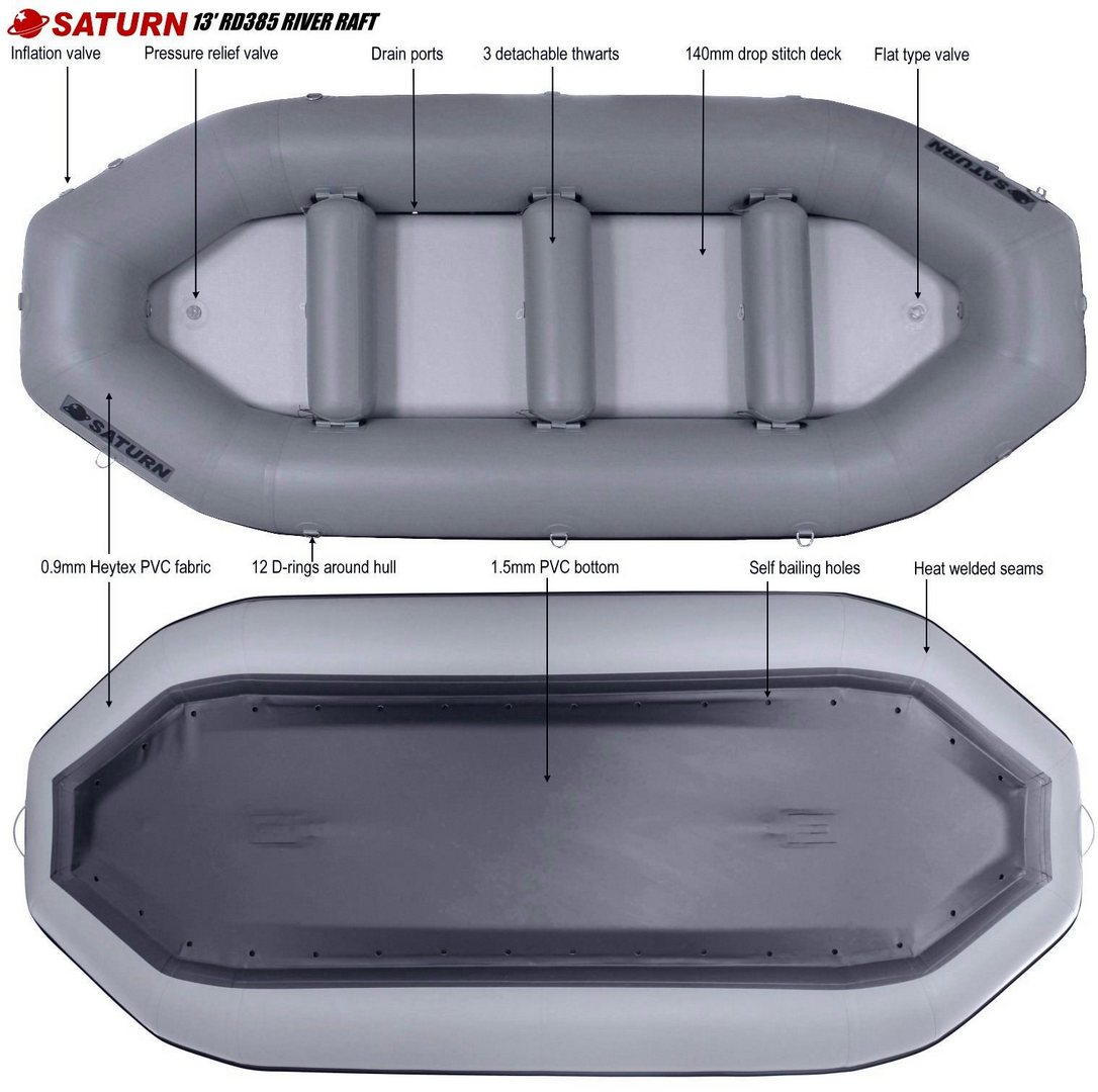 13' Saturn White Water River Raft for whitewater rafting.