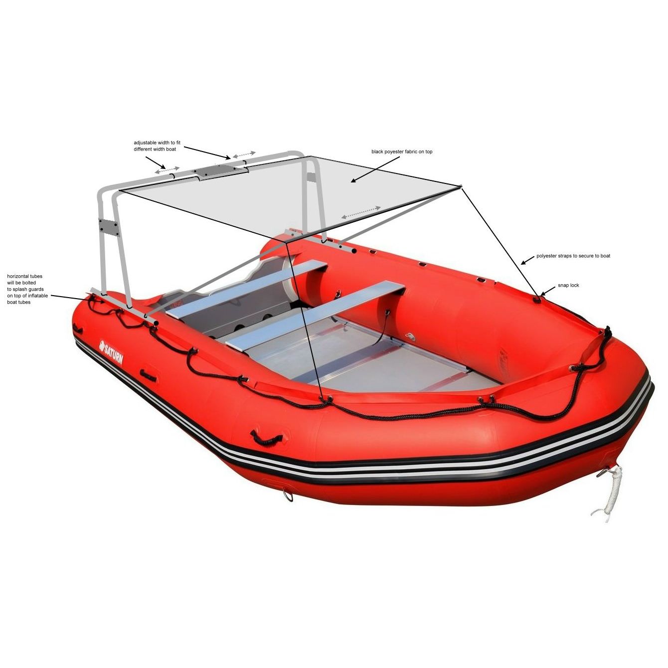 Marine Radar Arch with Bimini Sun Top for boats